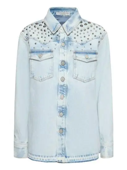 Alessandra Rich Embellished Denim Coat - Blue