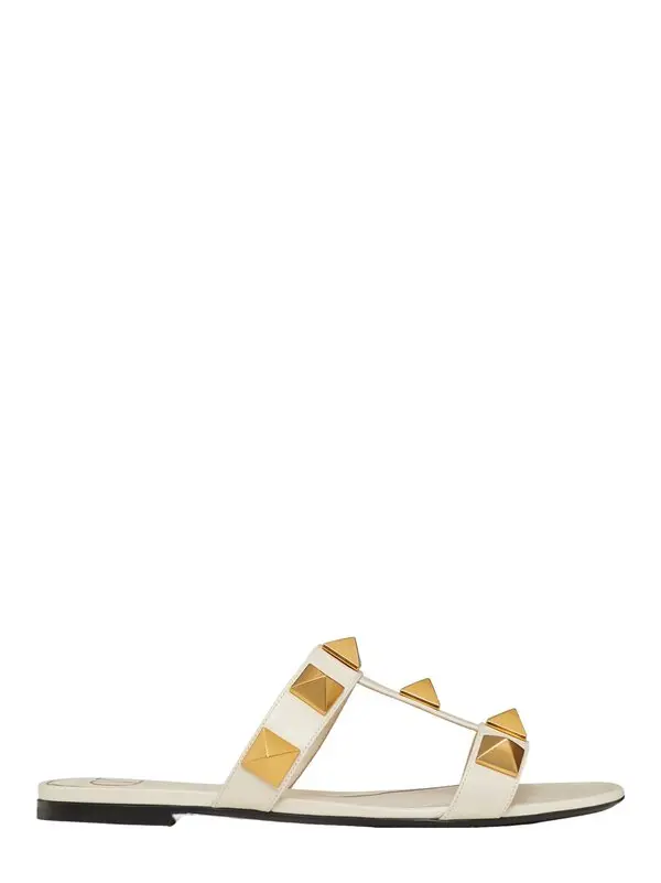 Valentino Garavani Roman Stud Slip-on Sandals - Light Ivory White