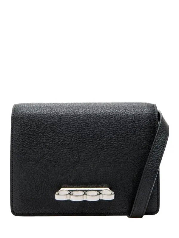 Alexander McQueen The Four Ring Foldover Shoulder Bag - Black