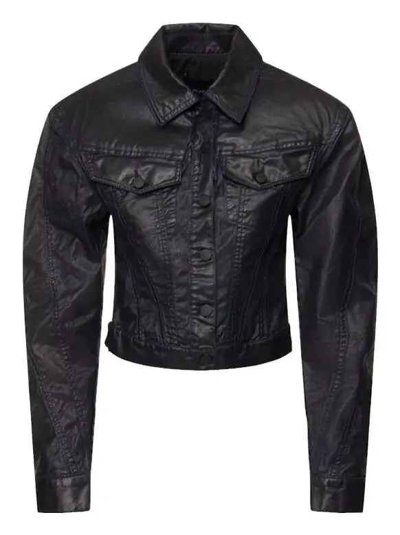MUGLER Waxed Denim Jacket - Black