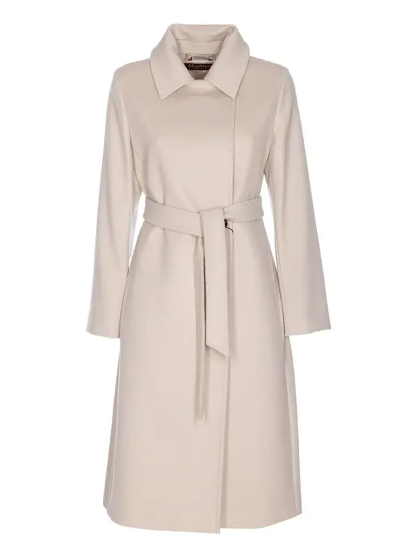 Max Mara Belted Long-sleeved Coat - Beige