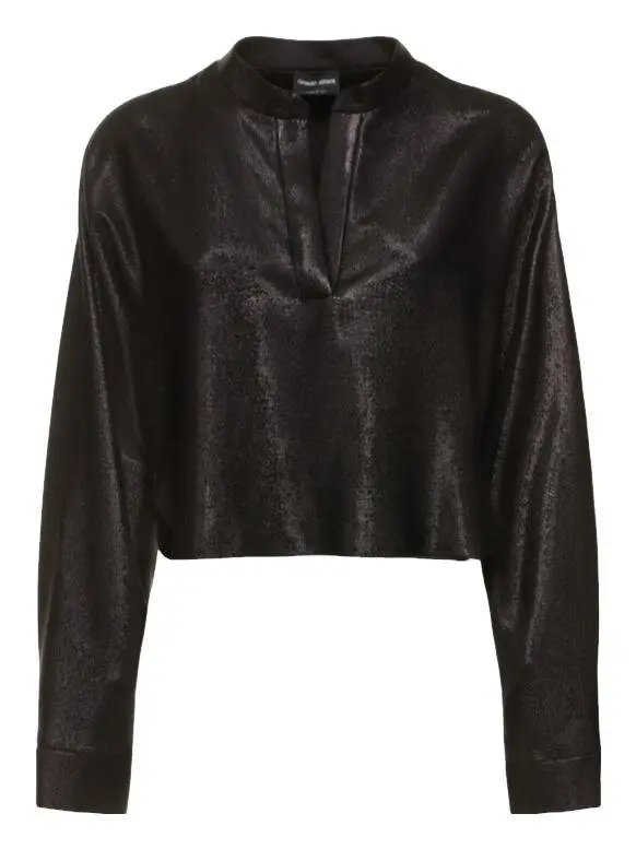 Giorgio Armani V-neck Shirt With Button Cuffs - Black