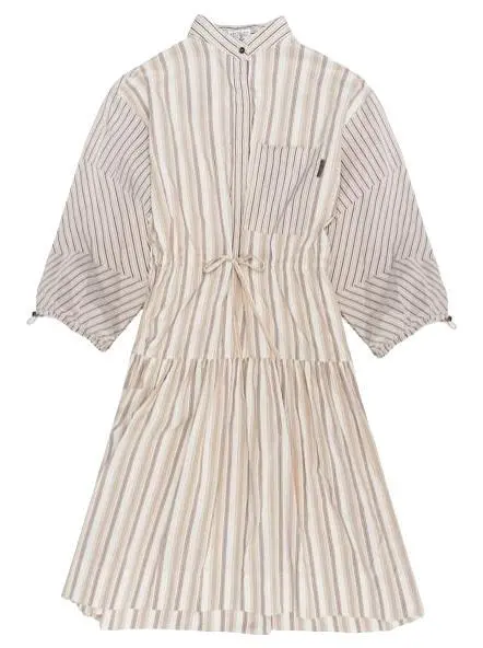 Brunello Cucinelli Striped Long Sleeve Dress - Nude
