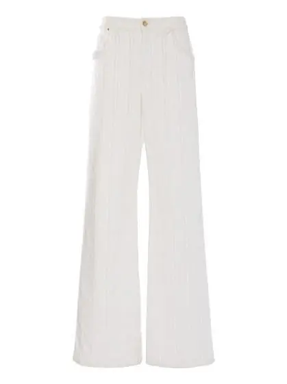 Blumarine Striped Denim Pants - White