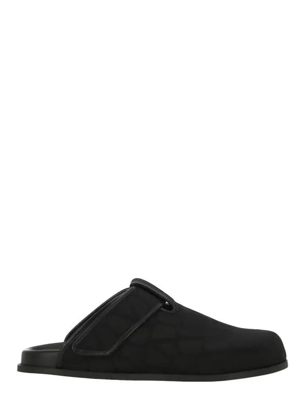 Valentino Garavani Logo Printed Slip-on Mules - Black