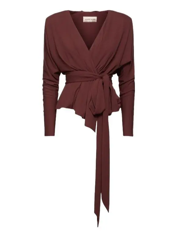 Alexandre Vauthier Long Sleeve Wrap Top With Tie Detail - Bordeaux Red