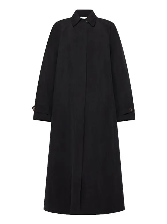 THE ROW Belted Silk Long Coat - Black