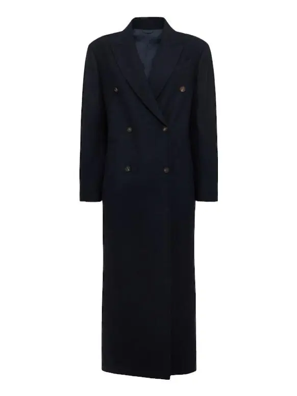 Brunello Cucinelli Double-breasted Wool Blend Coat - Black