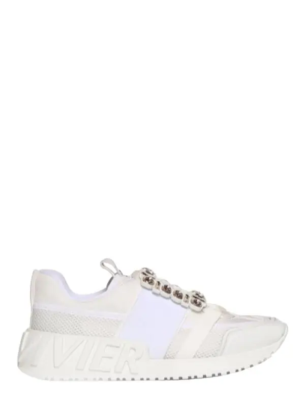 ROGER VIVIER Logo Crystal Trim Casual Sneakers - White