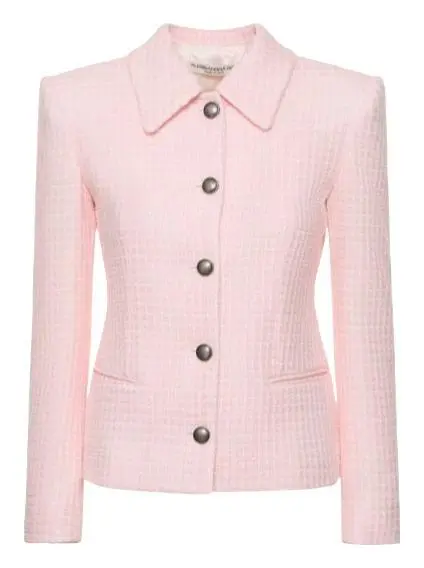 Alessandra Rich Single-breasted Tweed Jacket - Pink