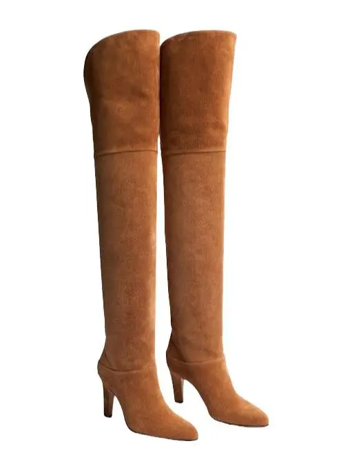 Chloé Over The Knee Suede Boots - Brown