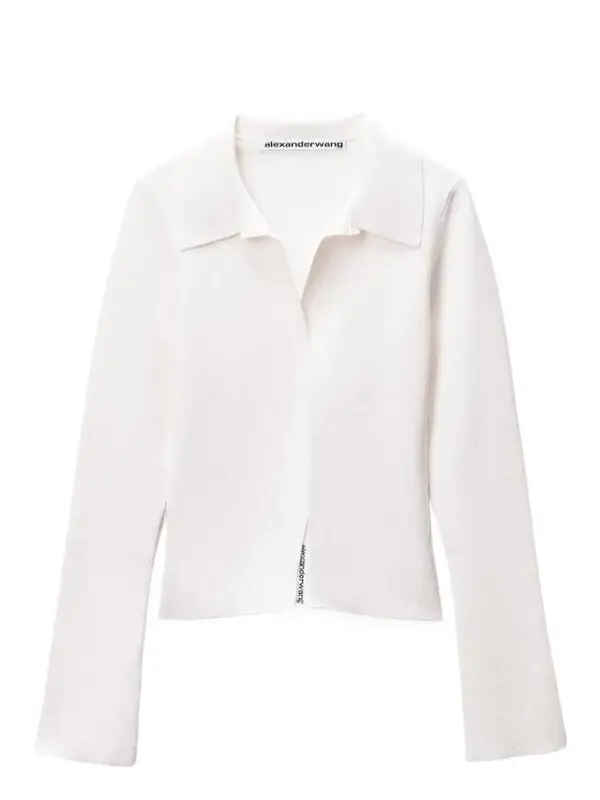 Alexander Wang Polo-collar Long-sleeve Blouse - White