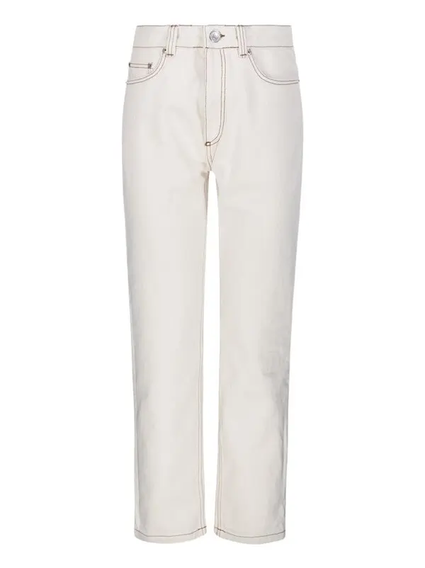 Ami Classic Fit Jeans With Contrast Stitching - White