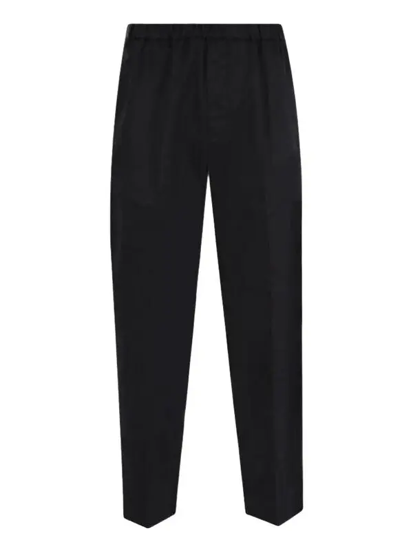 JIL SANDER Gabardine Elasticated Waist Trousers - Black