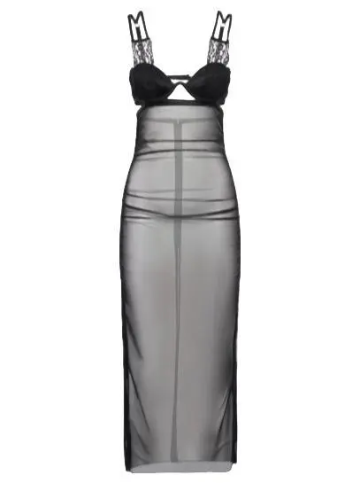 Dolce & Gabbana Black Stretch Tulle Midi Dress - Gray