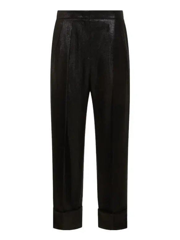 Giorgio Armani Fluid Texture Lurex High-waist Trousers - Black