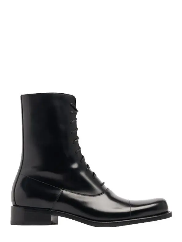 THE ROW Kai Leather Lace-up Boots - Black