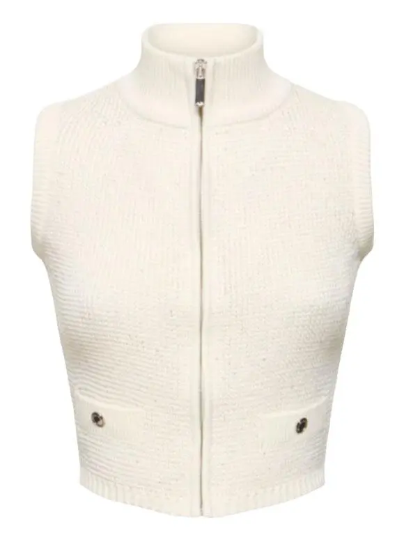 Alessandra Rich Knitted Vest With Sequins - White