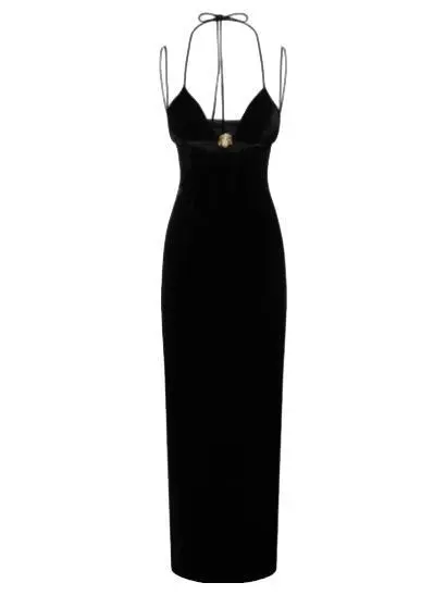 Alessandra Rich Embellished Cut-out Maxi Dress - Black