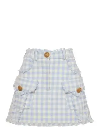 Balmain Plaid Button-detailed Mini Skirt - White