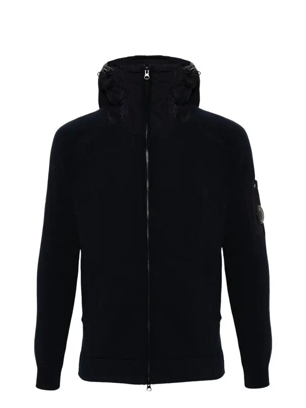 C.P. COMPANY Lens Detailed Knitted Hoodie - Black