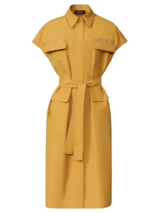 Fabiana Filippi Short Sleeve Collared Midi Dress - Yellow