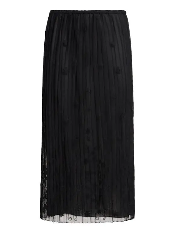 TOTEME Flower Embroidered Tulle Long Skirt - Black