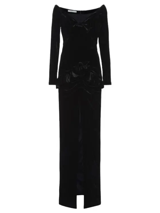 Alessandra Rich Strapless Zipper Dress With Front Slit - Black