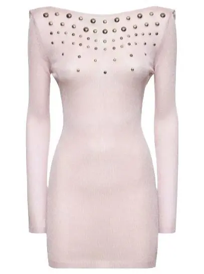 Alessandra Rich Embellished Knit Mini Dress - Pink