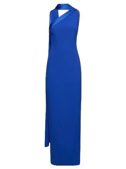 Roland Mouret Asymmetrical One Shoulder Maxi Dress - Blue