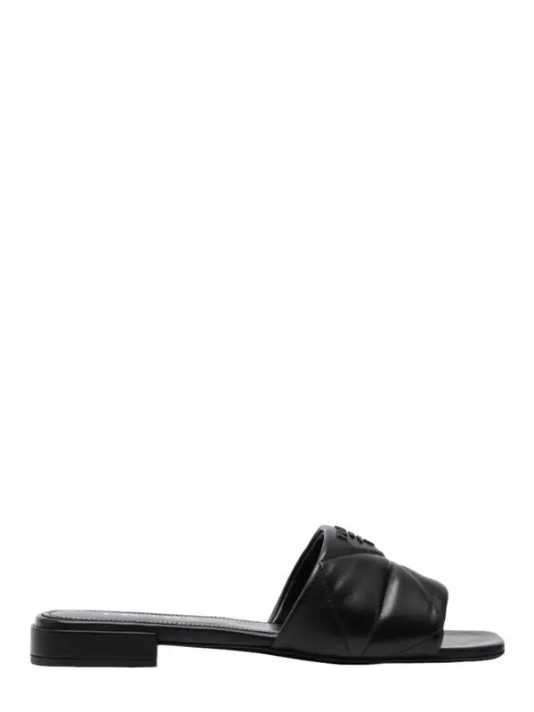 Prada Quilted Leather Logo Sandals - Black