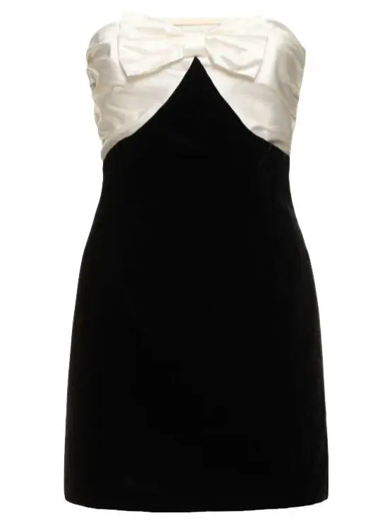 Alessandra Rich Strapless Mini Dress With Bow Detail - Black/white