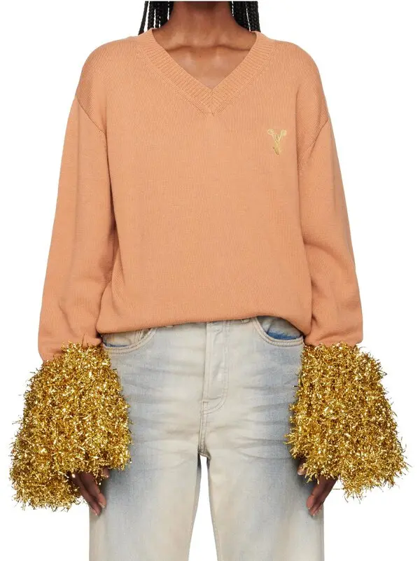 DOUBLET Cheerleading Pompon Sweater - Camel