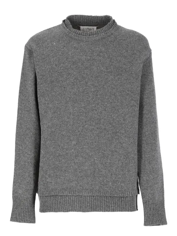 MAISON MARGIELA Crewneck Jumper With Elbow Patches - Gray