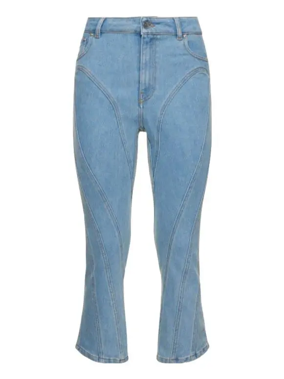 MUGLER Belt-loop Three-quarter Jeans - Blue