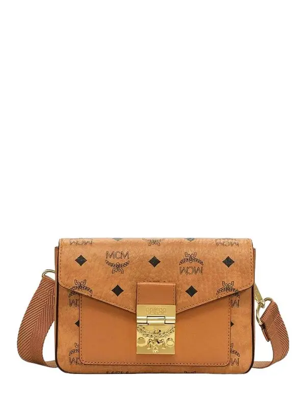 Mcm Millie Visetos Logo Printed Small Crossbody Bag - Brown