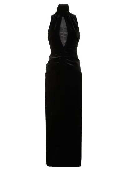 Alessandra Rich High-neck Cut-out Maxi Dress - Black