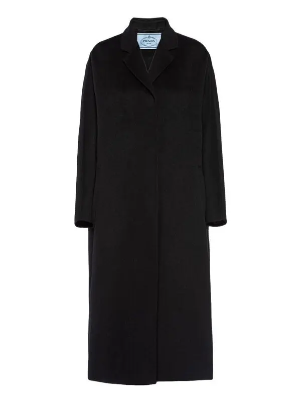 Prada Single-breasted Cashgora Overcoat - Black