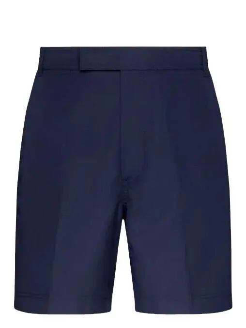 Thom Browne Pressed Crease Chino Shorts With Buckled Detail - Blue