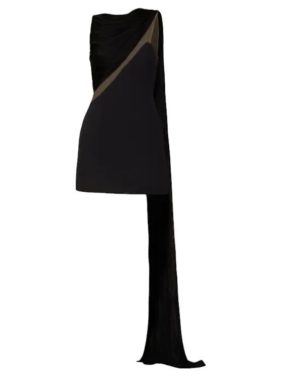 David Koma Pleated Knitted Dress - Black
