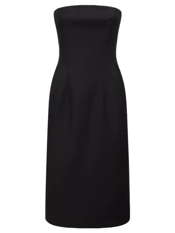 Sportmax Strapless Dress With Back Slit - Black
