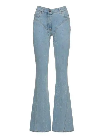MUGLER Crystal Embellished Flared Jeans - Blue