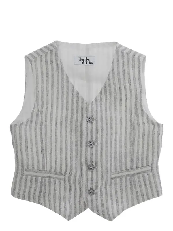 IL GUFO Striped V-neck Waistcoat - Grey