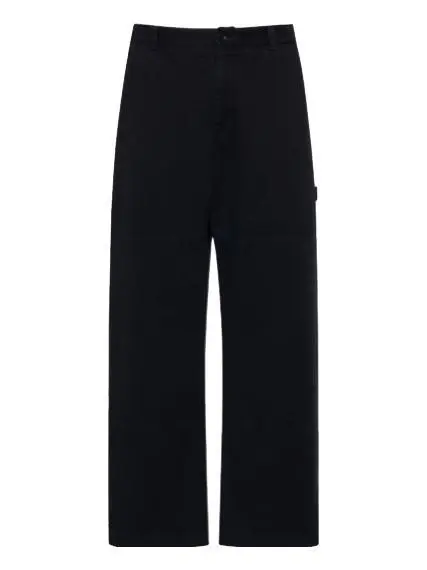 Dolce & Gabbana Casual Belted Trousers With Metal Sign - Black
