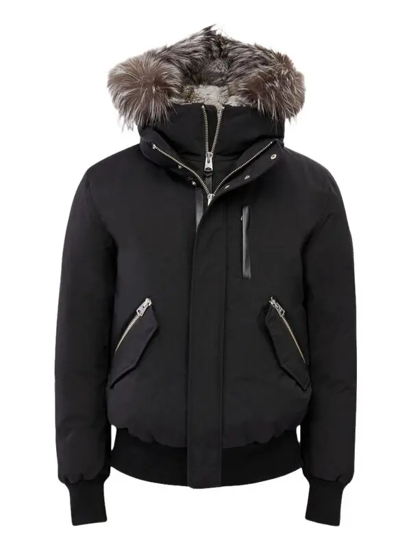 Mackage Logo Long-sleeved Down Jacket With Removable Hood - Black
