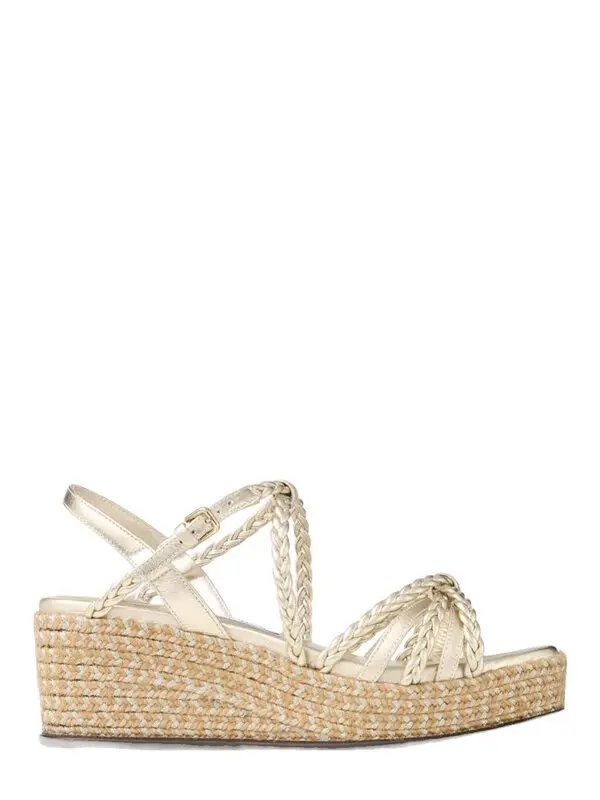 JIMMY CHOO Nyra 60 Wedge Sandals - Soft Gold Mix