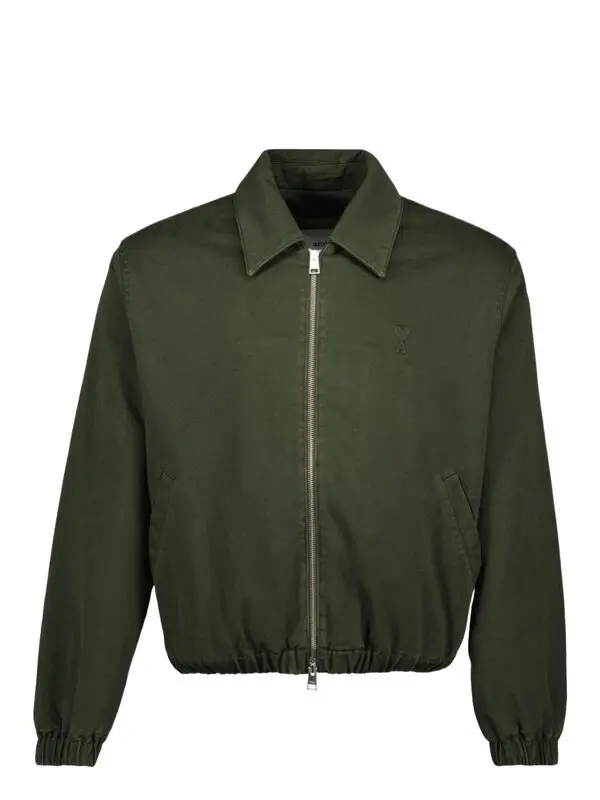 Ami Elasticated Hem Zipped Jacket - Green