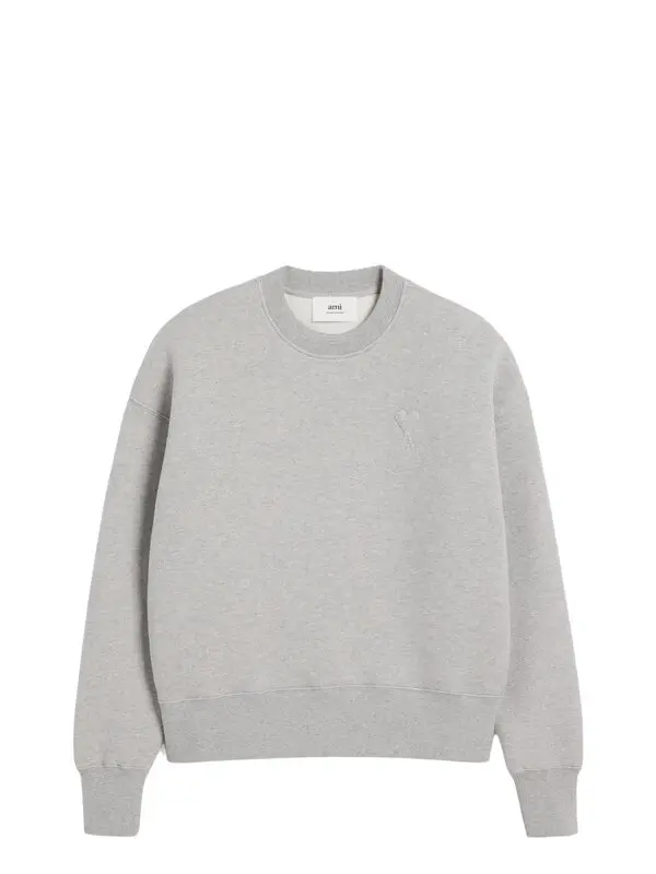 Ami Logo Detailed Crewneck Sweatshirt - Heather Ash