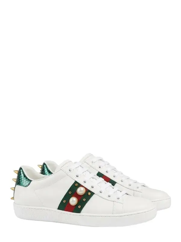 Gucci Ace Studded Sneakers - White
