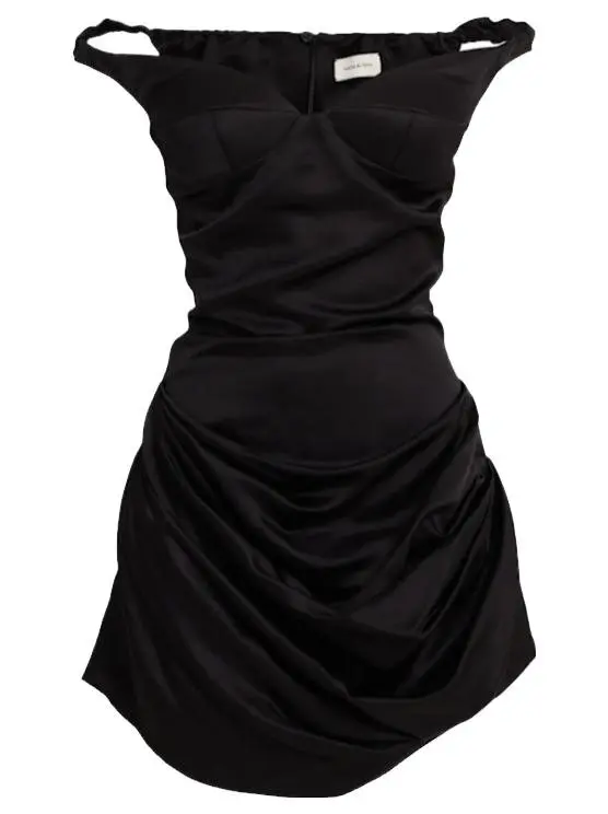 Magda Butrym Off-shoulder Draped Mini Dress - Black